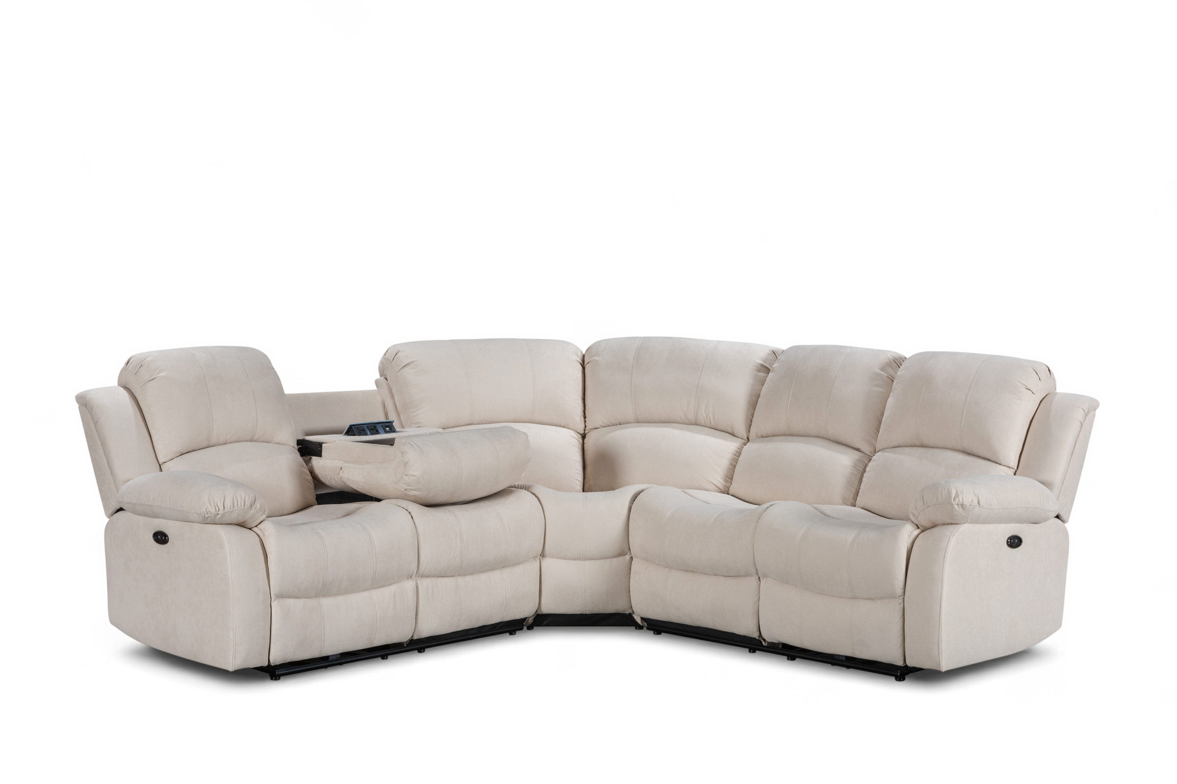 Home › Sofas › Corner Sofas › Corner Recliner Sofa › Beige Fabric 2C2 Electric Recliner Corner ...
