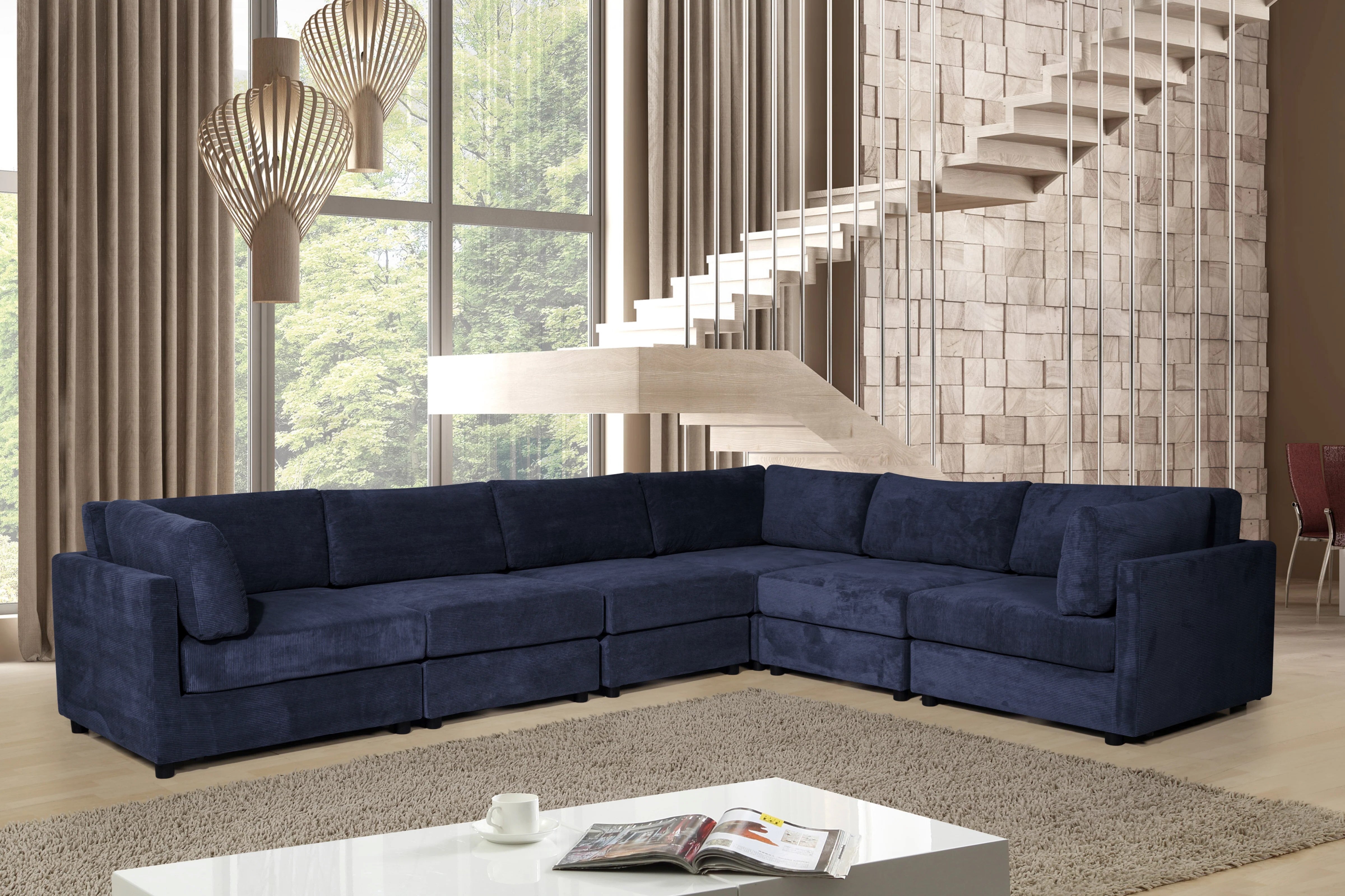 Corduroy Navy Blue Tuscany 3C2 Modular Corner Sofa Lovesofas
