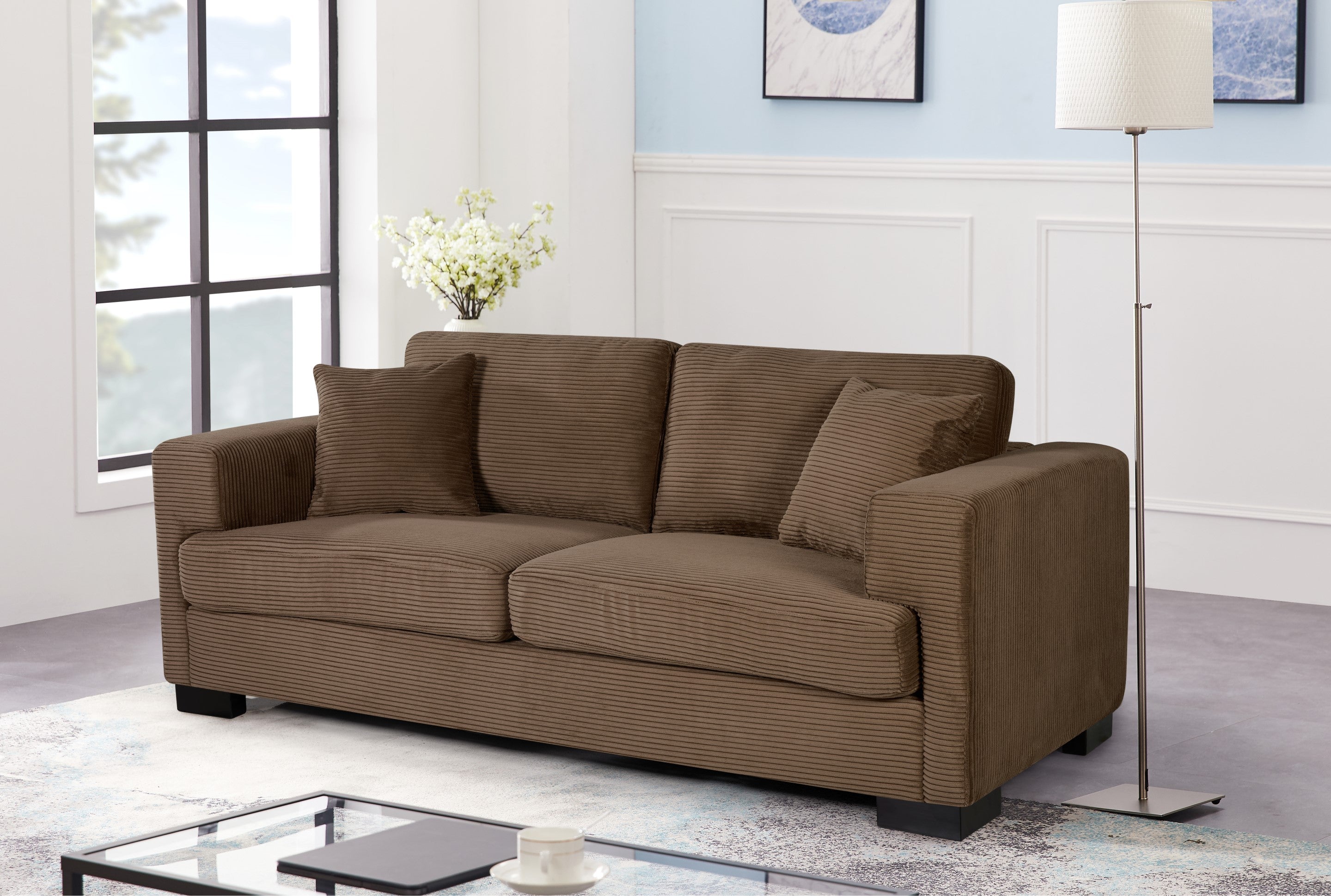 Corduroy Brown 3 Seater Lomazzo Sofa