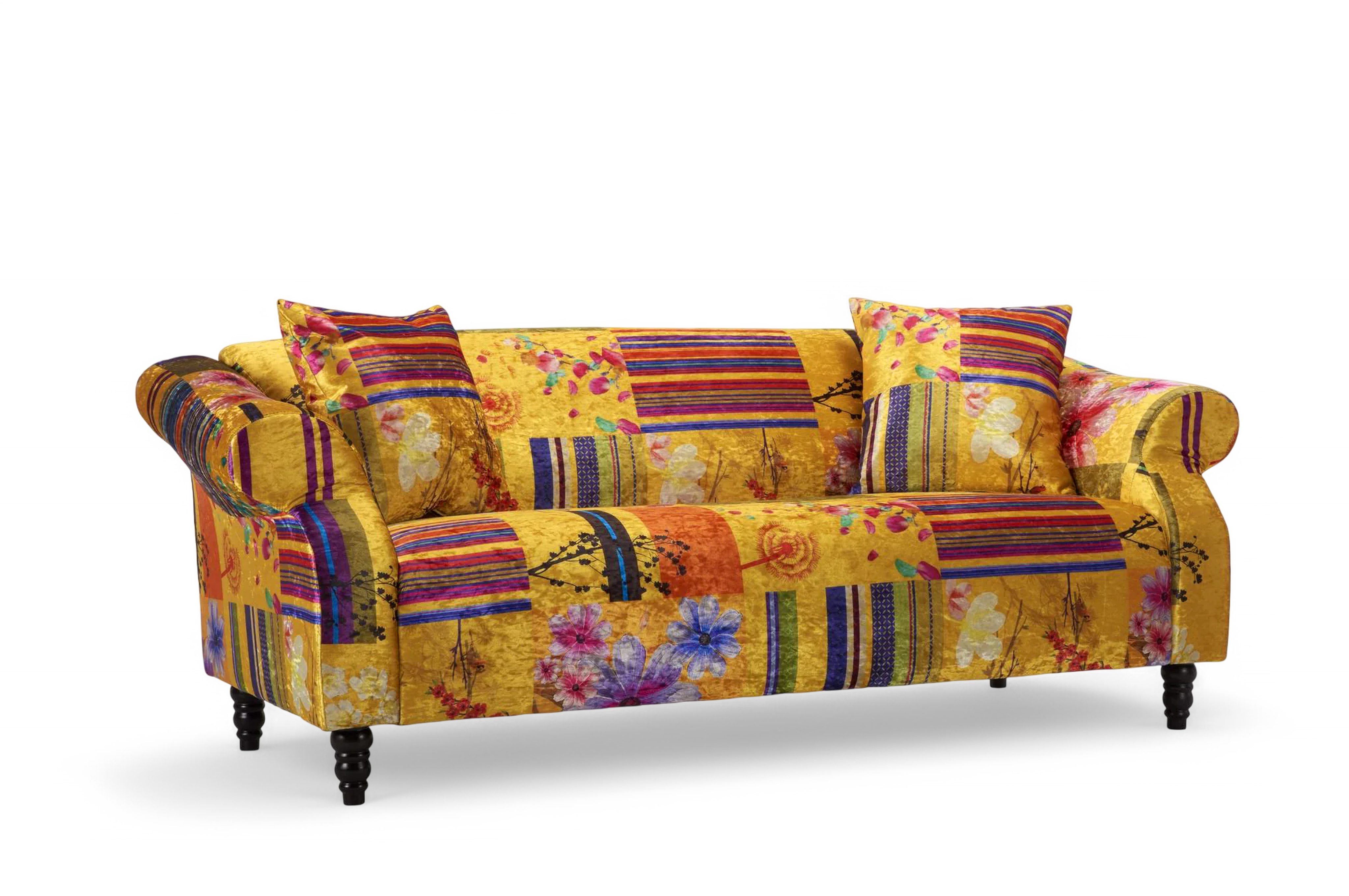 Home › Sofas › Patchwork Sofas › Fabric Gold Patchwork 3 Seater Sofa ...
