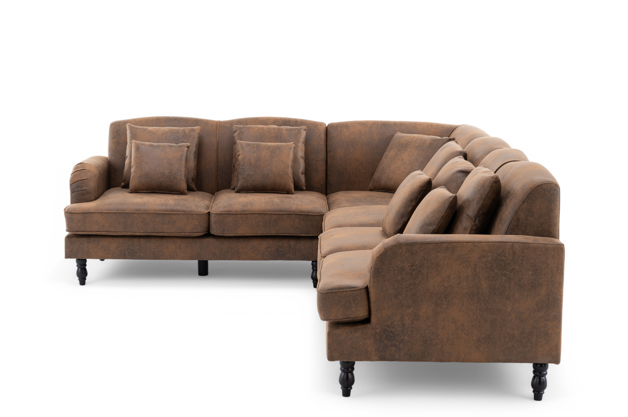 Home › Sofas › Modular Sofas › Faux Leather Suede Brown Modular Corner ...