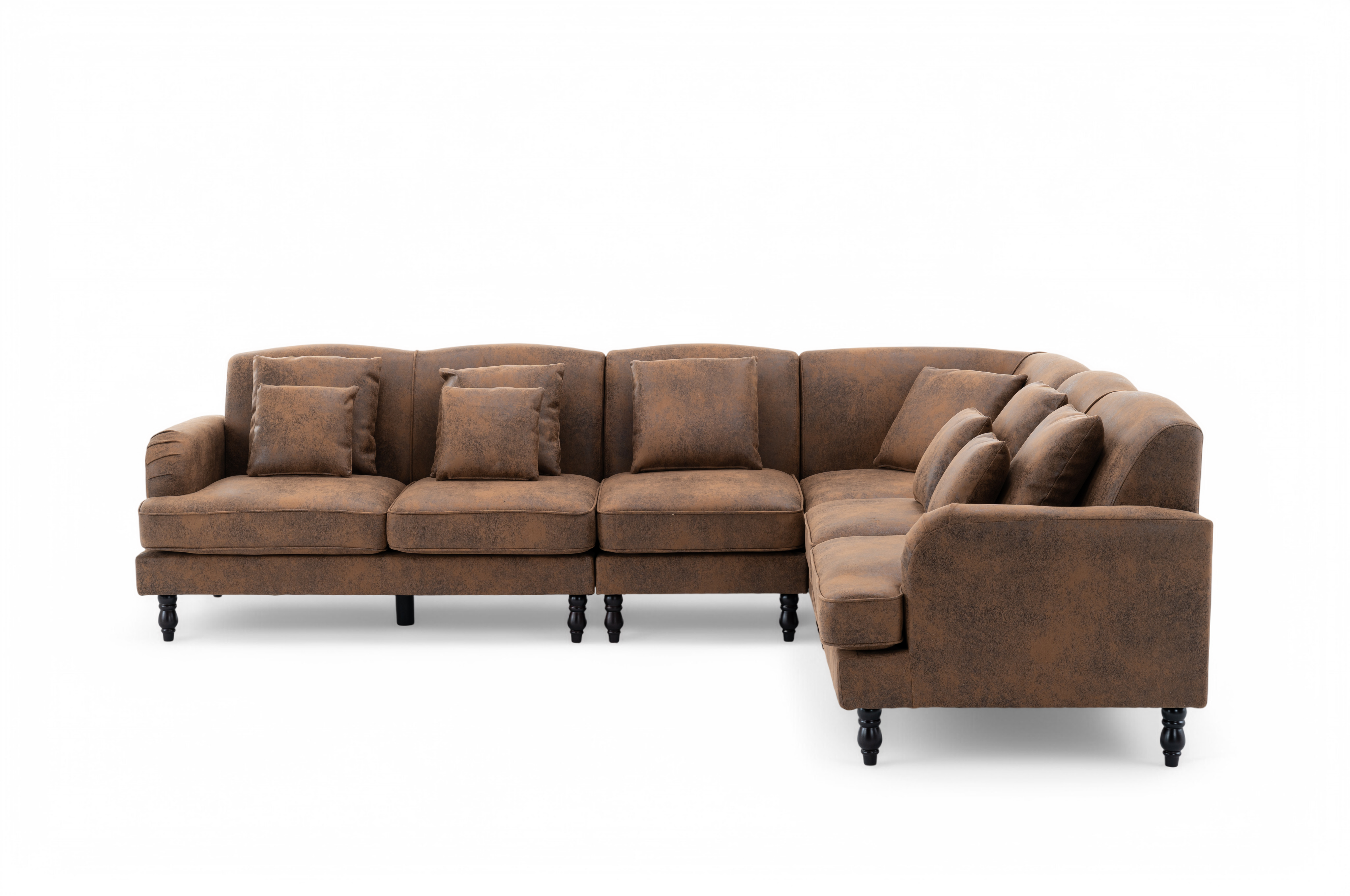Faux Leather Suede Brown Modular Corner Sofa 2C3/3C2 ASHTON