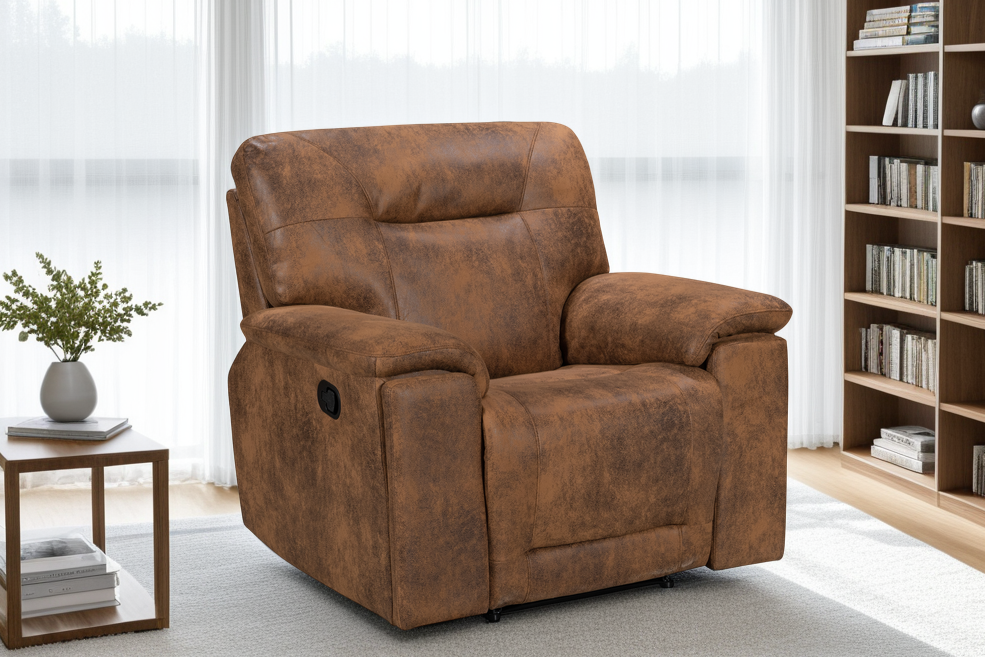 Faux Leather Suede Brown Murcia Manual Recliner Chair