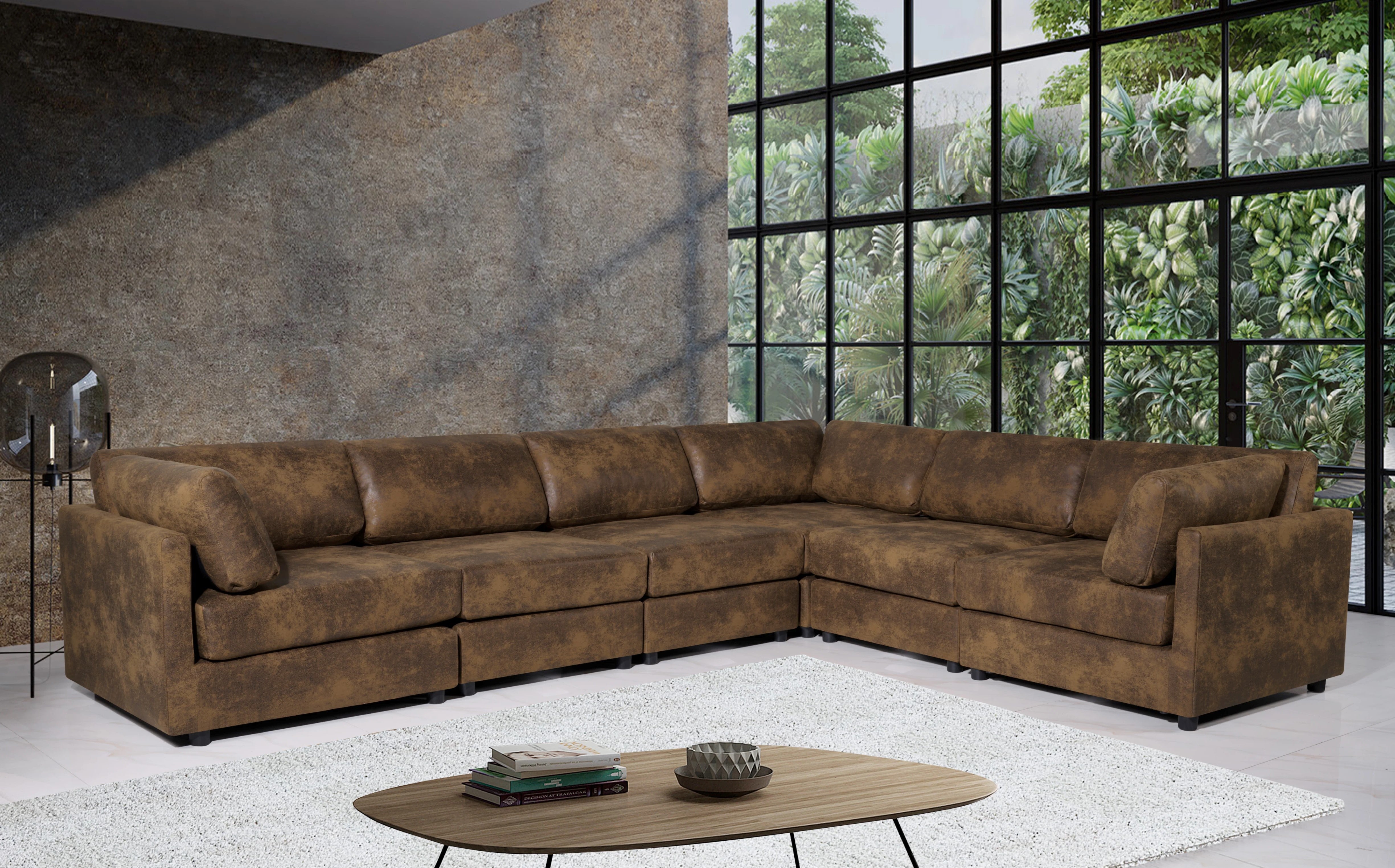 Faux Leather Suede Brown Tuscany 3C2 Modular Corner Sofa