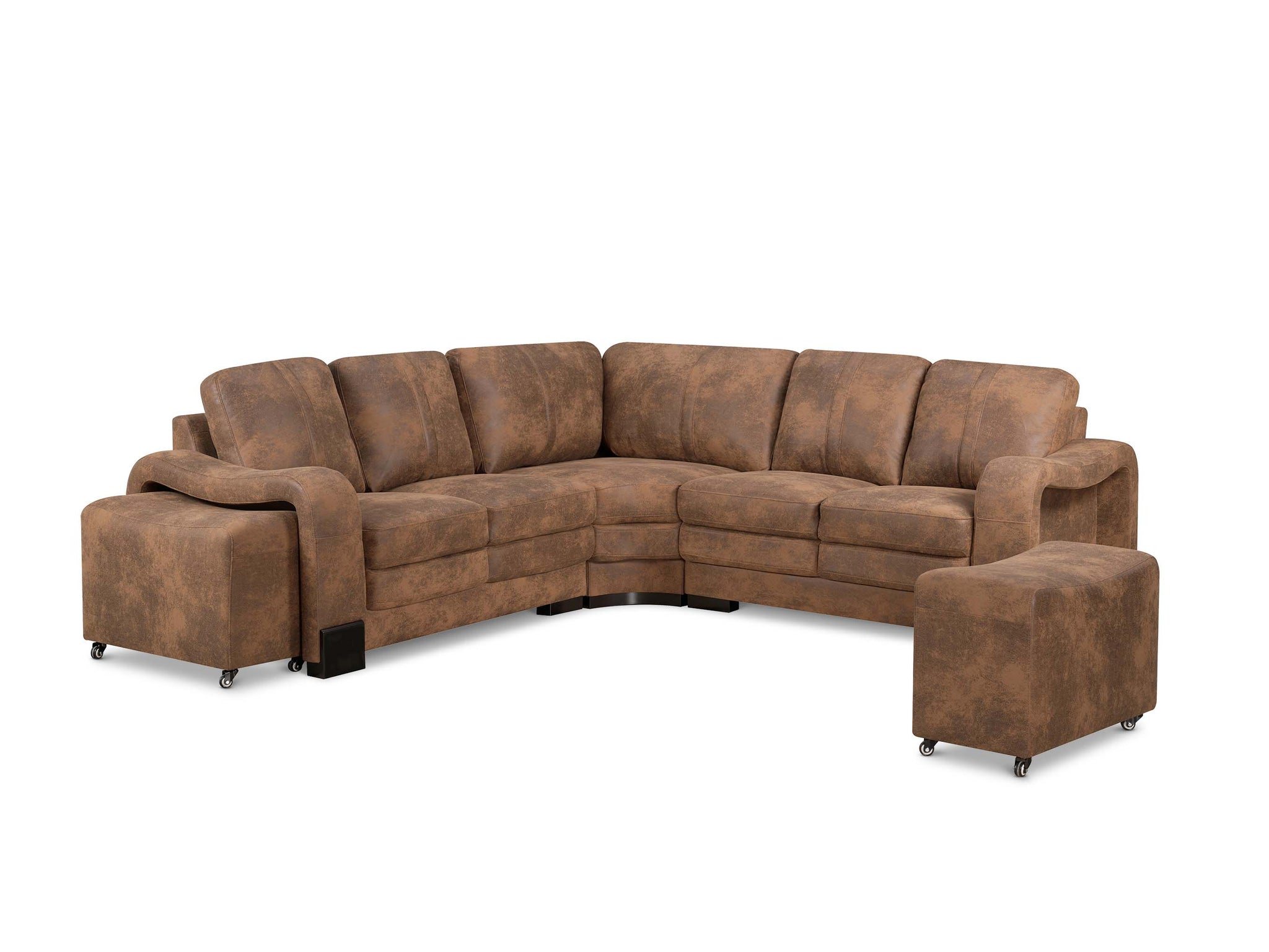 Faux Leather Suede Brown San Fernando 2C2 Corner Sofa with 2 Ottomans Lovesofas
