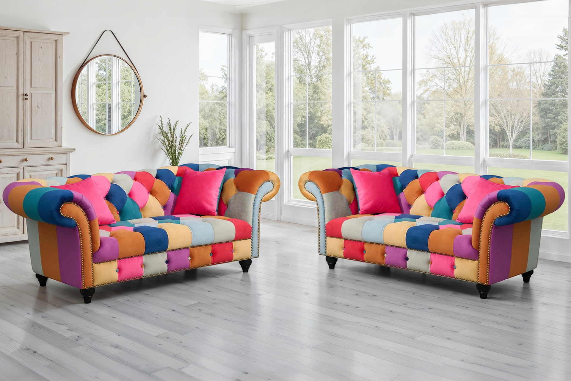 multicoloured sofa