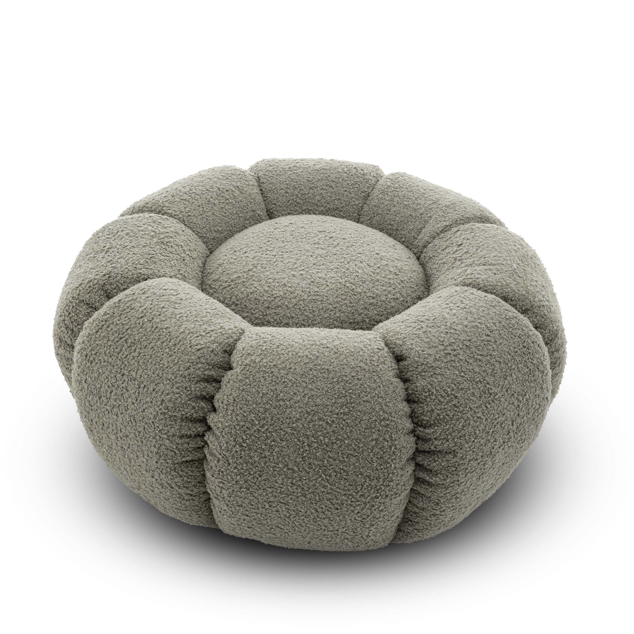 Teddy Boucle Fabric Sage Green Mirielle 1 Seater Swivel Sofa with Footstool