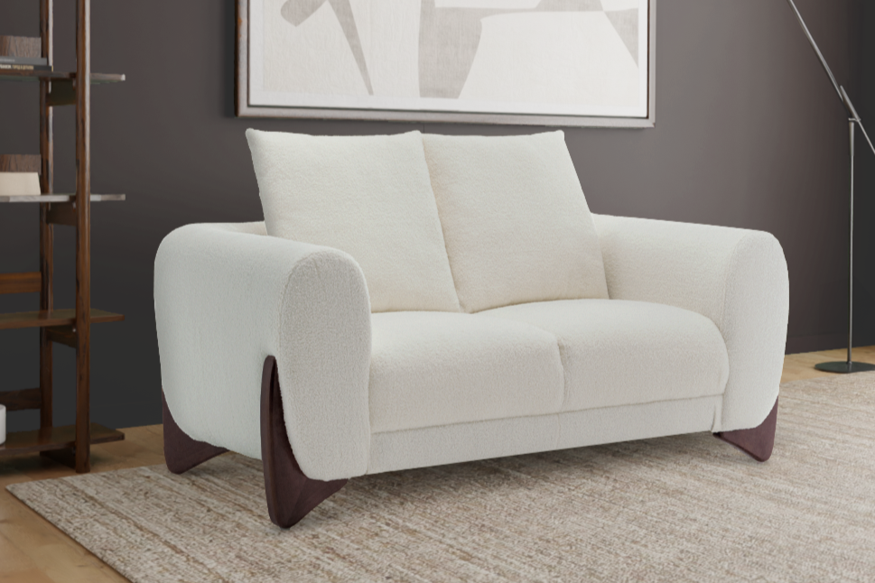 Teddy Boucle Fabric White 2 Seater Vernazza Sofa