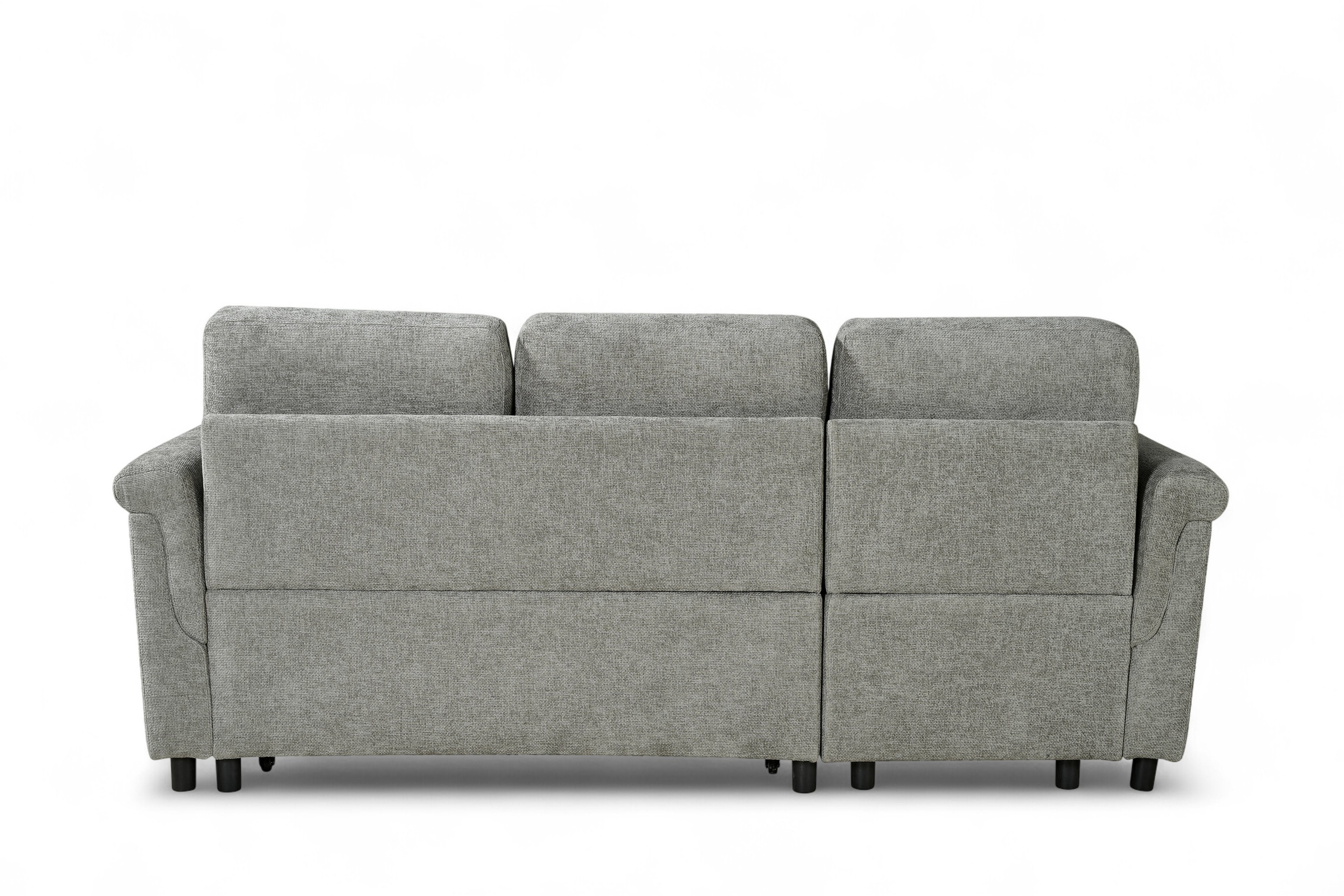 Woven Chenille Grey 1C2 Corner Sofabed with Chaise OSCAR