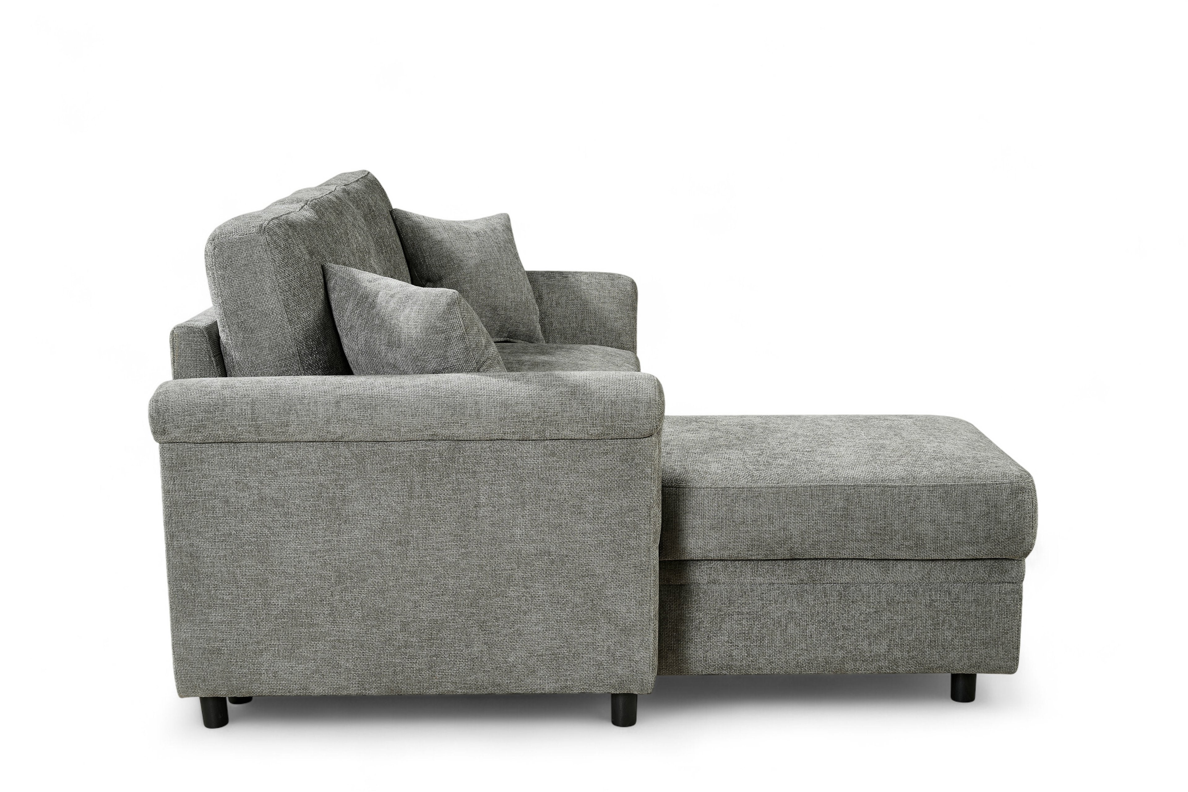 Woven Chenille Grey 1C2 Corner Sofabed with Chaise OSCAR